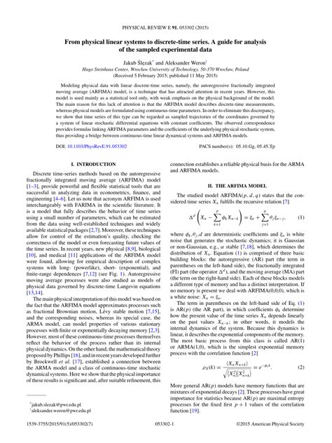 pdf from physical linear systems to discrete time series a guide for analysis of the sampled