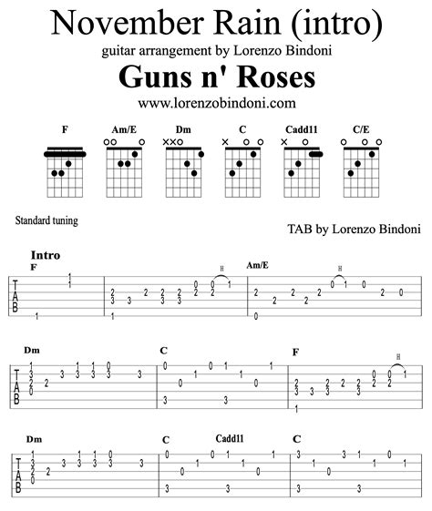 November Rain Guitar TAB Intro Guns N Roses Guitar Tabs