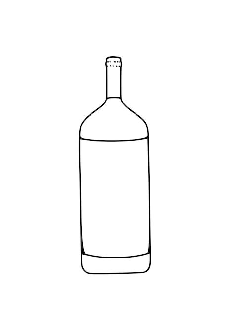 Botella De Vidrio De Vino Bebida Alcoh Lica Doodle Dibujos Animados