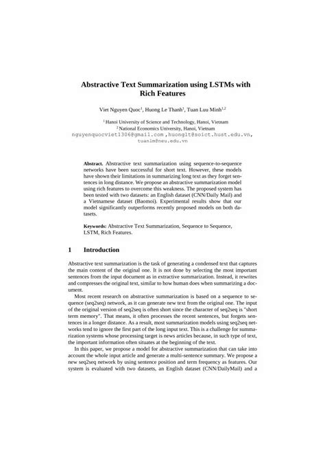 pdf abstractive text summarization using lstms with rich features dokumen tips
