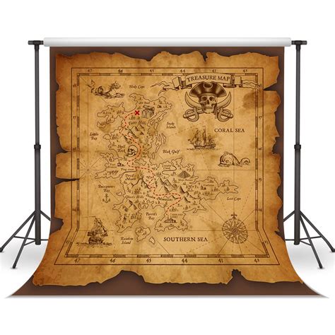 Pirate Treasure Map Backdrop Background Island Treasure Map Banner