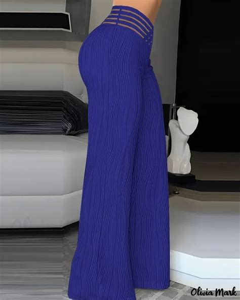 Olivia Mark Textured Overlap Waist Flared Pants Textures Fashion