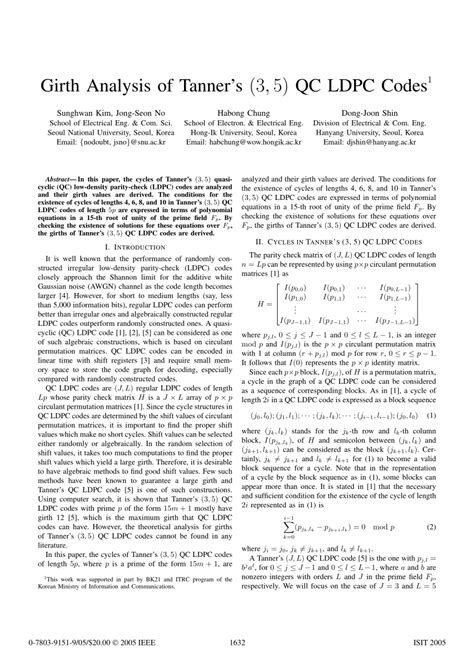 pdf girth analysis of tanner s 3 5 qc ldpc codes