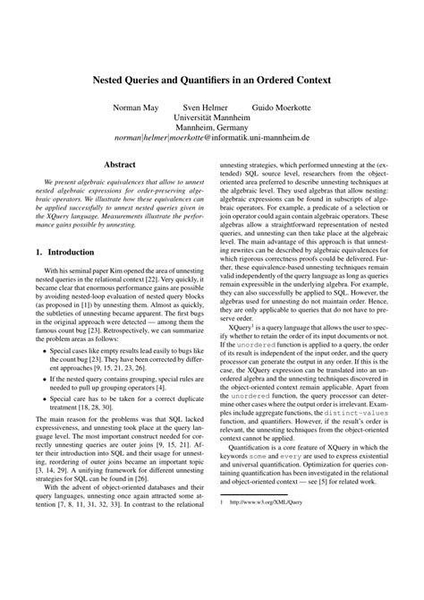 pdf nested queries and quantifiers in an ordered context