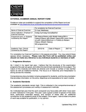 Fillable Online PDF External Examiner Annual Report Form Cardiff