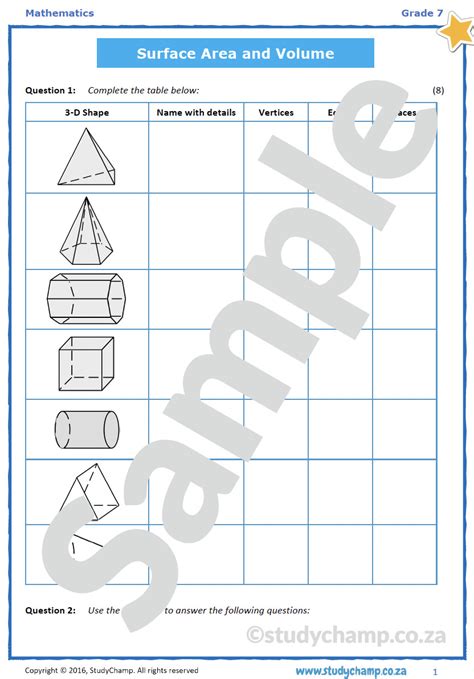 Volume And Surface Area Of Cuboids Worksheet Printable Maths