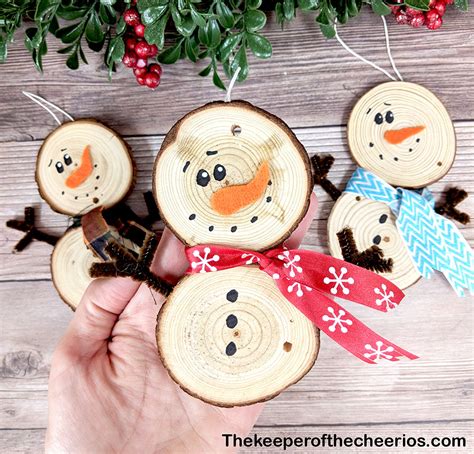 Wood Slice Snowman Ornaments The Keeper Of The Cheerios Wood