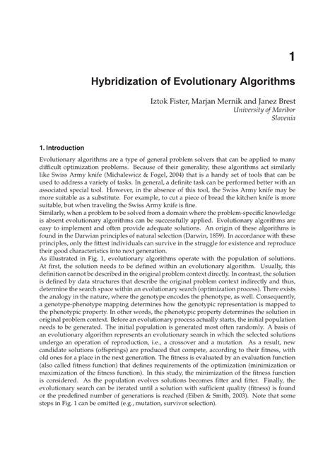 pdf hybridization of evolutionary algorithms