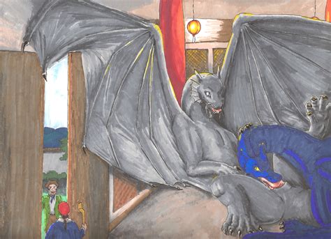 The Big Imageboard Tbib Blue Eyes Dragon Duo European Mythology Fellatio Female Feral Feral