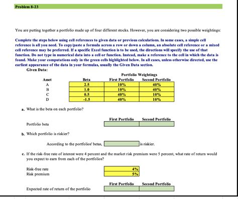 Solved Problem 8 23 You Are Putting Together A Portfolio Chegg
