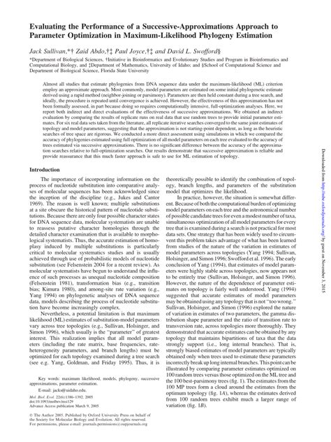 pdf evaluating the performance of a successive approximations approach to parameter