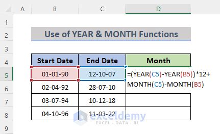 Calculate Years And Months Between Two Dates In Excel Exceldemy