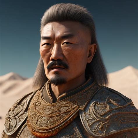 Portrait Of Genghis Khan In Desert K High Qualit Openart