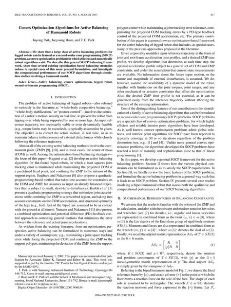 pdf convex optimization algorithms for active balancing of humanoid robots dokumen tips