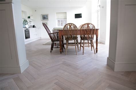 Fumed And Whitewashed Herringbone Flooring Hicraft