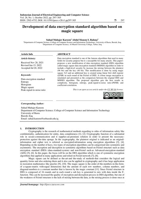 pdf development of data encryption standard algorithm based on magic square