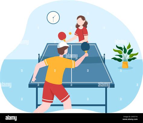 Personas Jugando Deportes De Tenis De Mesa Con Raqueta Y Pelota De Ping