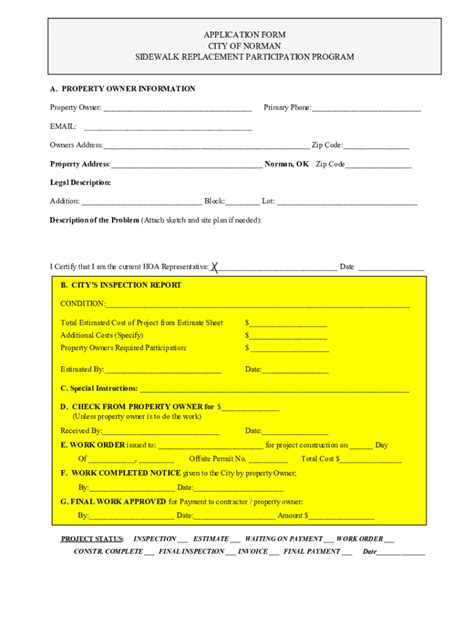 Fillable Online HOA Sidewalk Program Application Form Fax Email Print