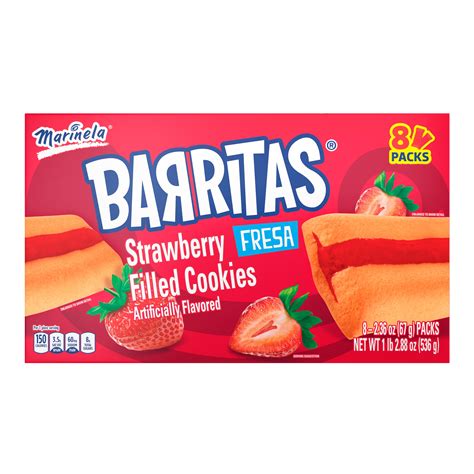 Marinela Barritas Fresa Strawberry Soft Filled Cookie Bar Artificially