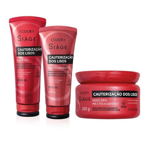 Kit Siàge Cauterização dos Lisos Eudora Shamp Cond Máscara Shopee
