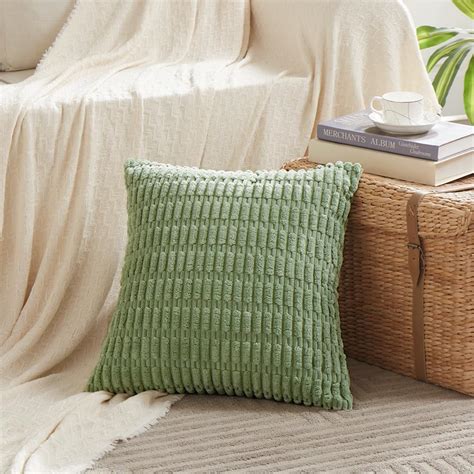 Fancy Homi 2 Packs Sage Green Decorative Throw Pillow Covers 18x18 Inch