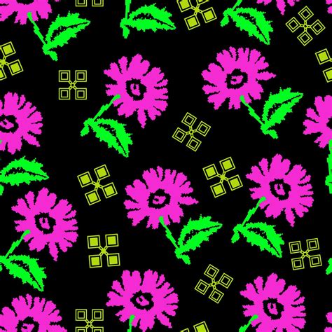 Pattern Pink Flowers Pixel Art Pixel Y2k Shapes Trendy Elements In