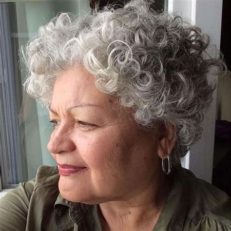 Women With Gray Hair Short Permed Hair Grey Curly Hair Short Grey