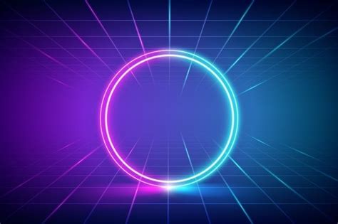 Premium Vector Futuristic Abstract Blue And Pink Neon Light Circles