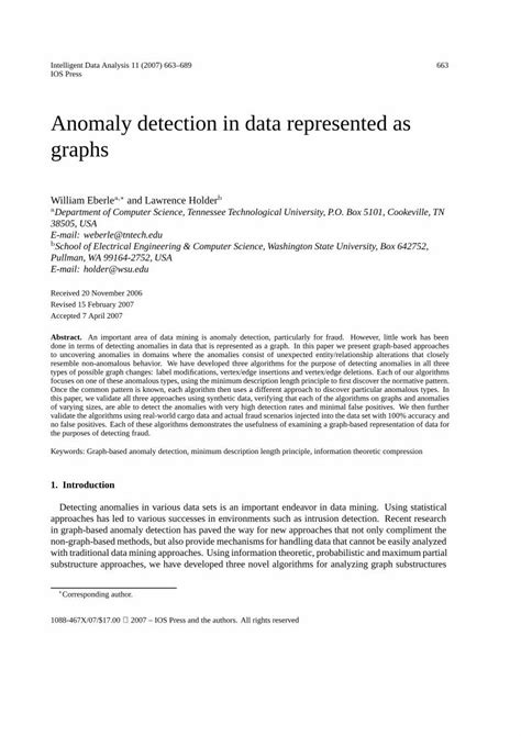 pdf anomaly detection in data represented as graphsholder pubs eberleida07 pdf · anomaly