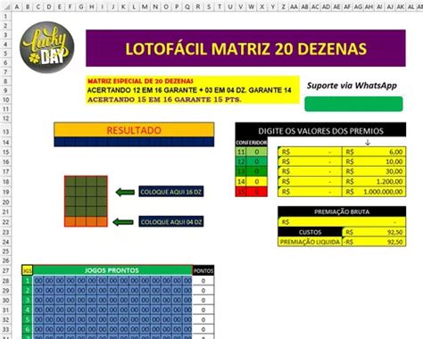 Lotofacil Matriz 20 Dezenas MercadoLivre