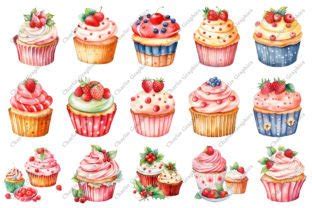 Watercolor Cupcakes Clipart Sublimation Graphic By Charlie Graphics
