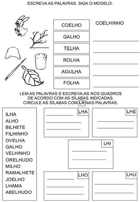 Atividades LH CH e NH para alfabetização