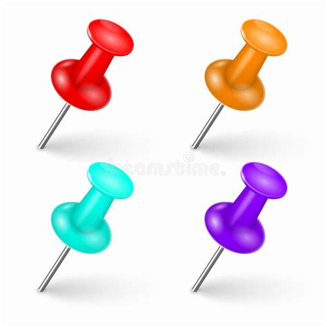 Office Pushpins Pin Tack Stationery Push Pins Stock Vector