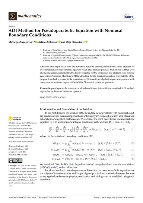 pdf adi method for pseudoparabolic equation with nonlocal boundary conditions