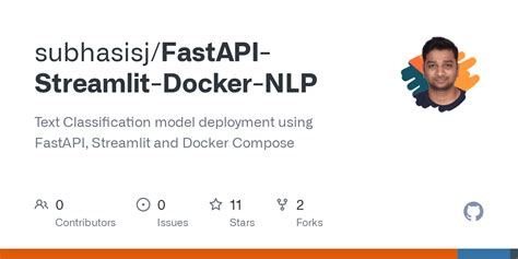 github subhasisj fastapi streamlit docker nlp text classification model deployment using
