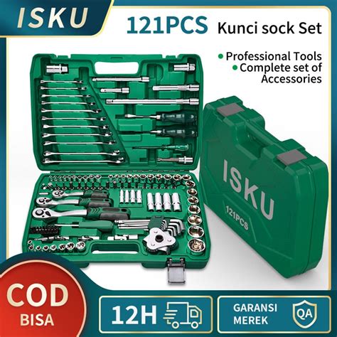 Jual ISKU Kunci Shock Set Lengkap 121pcs 72 Gigi Kunci Ratchet 1 2 1 4