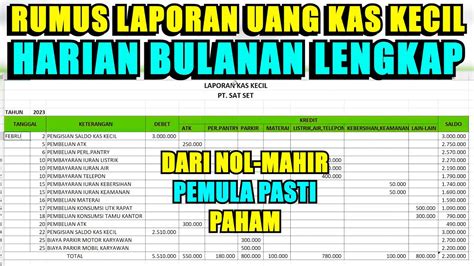 Cara Membuat Laporan Uang Kas Kecil Otomatis Harian Bulanan Di Excel