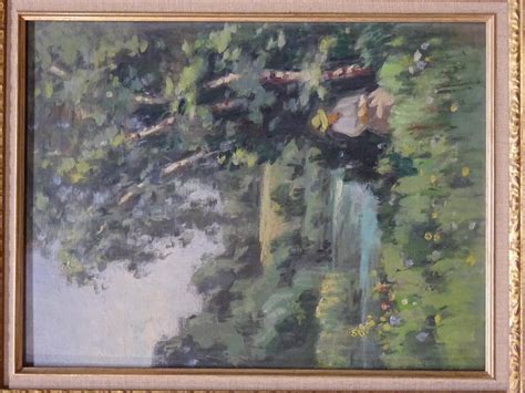 Emile WEGELIN 1875 1962 Femme au bord de la rivière au printemps