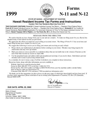 Fillable Online Instructions For Forms N 11 And N 12 Rev 1999 Forms 99