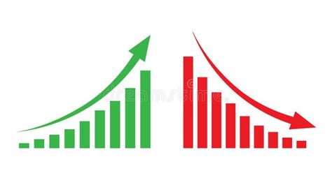 Graph Going Up And Down Sign With Green And Red Arrows Vector Flat