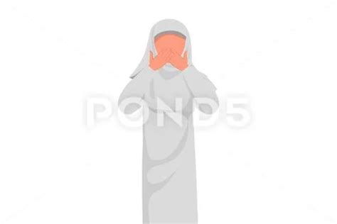 Business Flat Cartoon Style Drawing Silent Arabian Businesswoman