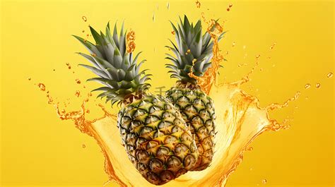 夏日清凉凤梨菠萝水果水花主题背景图片免费下载 海报banner 高清大图 千库网 图片编号6426610