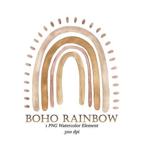 Boho Rainbow PNG Hand Drawn Watercolor Rainbow Inspire Uplift