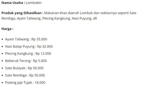 39 Contoh Proposal Usaha Makanan Khas Daerah Dan Beberapa Janis