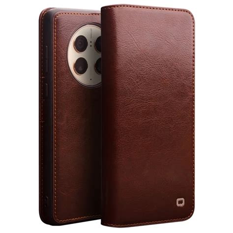 QIALINO For Huawei Mate 50 4G Fully Wrapped Genuine Leather Flip Cover