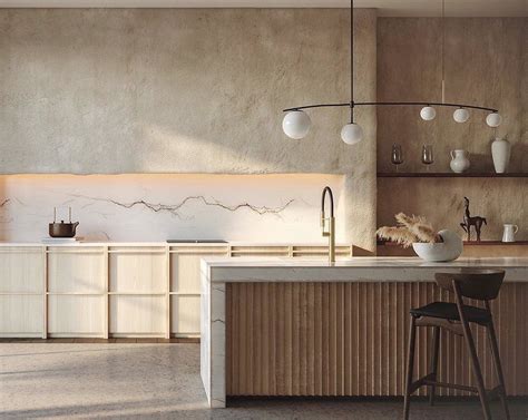 Japandi Kitchen With Diverse Textures And Shapes