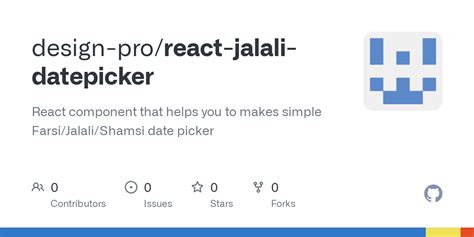 GitHub Design Pro React Jalali Datepicker React Component That Helps