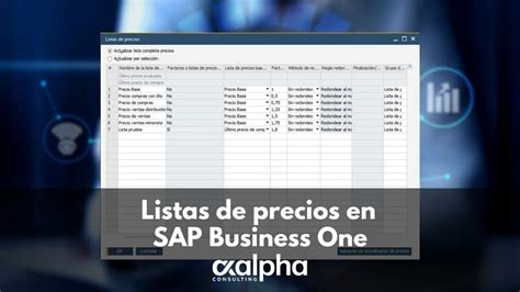 Listas De Precios En SAP Business One Axalpha Consulting