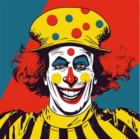 Caricatura extraño aterrador sonriente payaso con siniestro