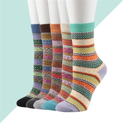 5 Pares De Calcetines De Lana De Invierno Para Mujer Estilo Meses